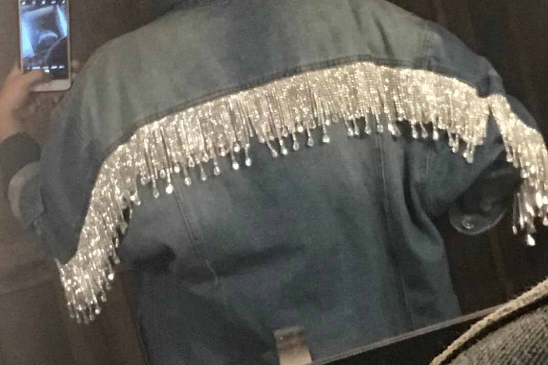 Rhinestone Fringe Jean Jacket - Etsy