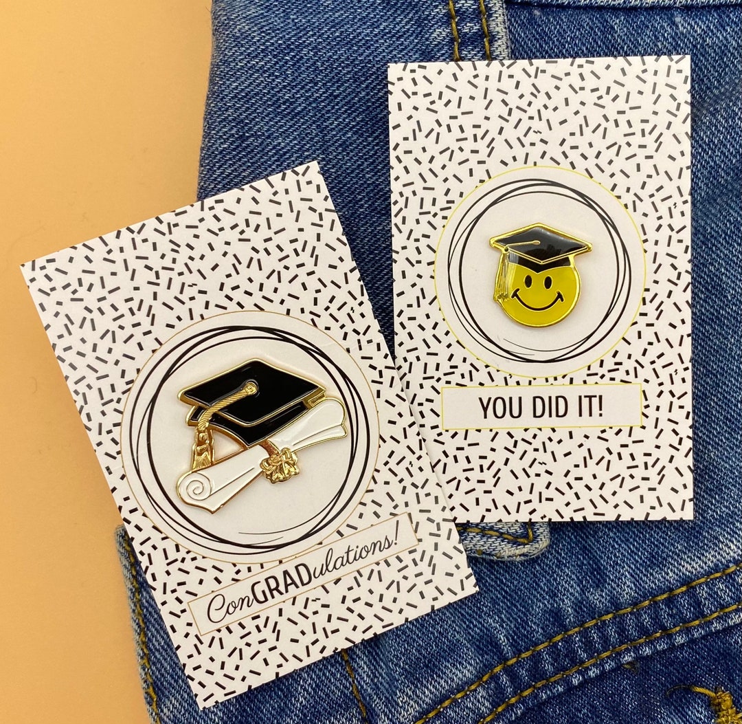 Graduation Enamel Pin Graduation Hat Smily Face University Token Gift ...