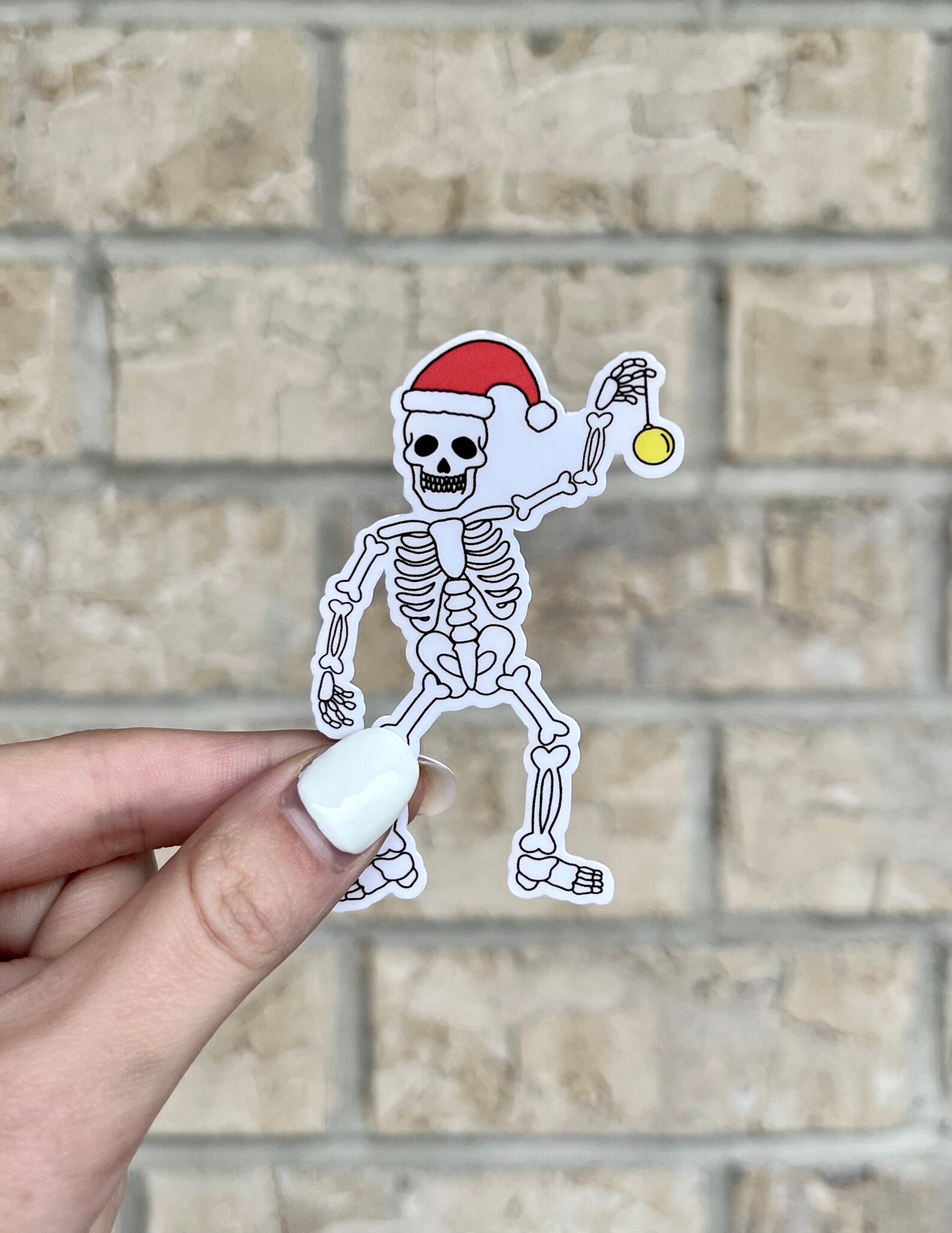 Christmas Skeleton Sticker Spooky Scary Skeleton Santa Hat Halloween ...