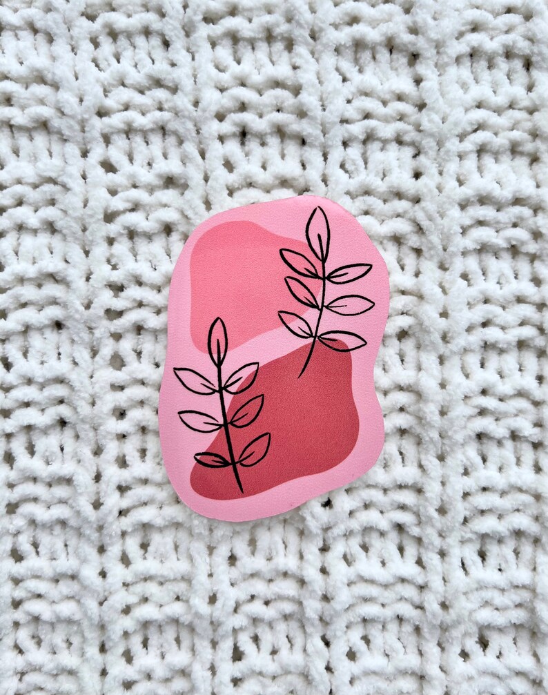 Pink Floral Abstract Sticker | 3x2 Inches | Leaves | Flower ...