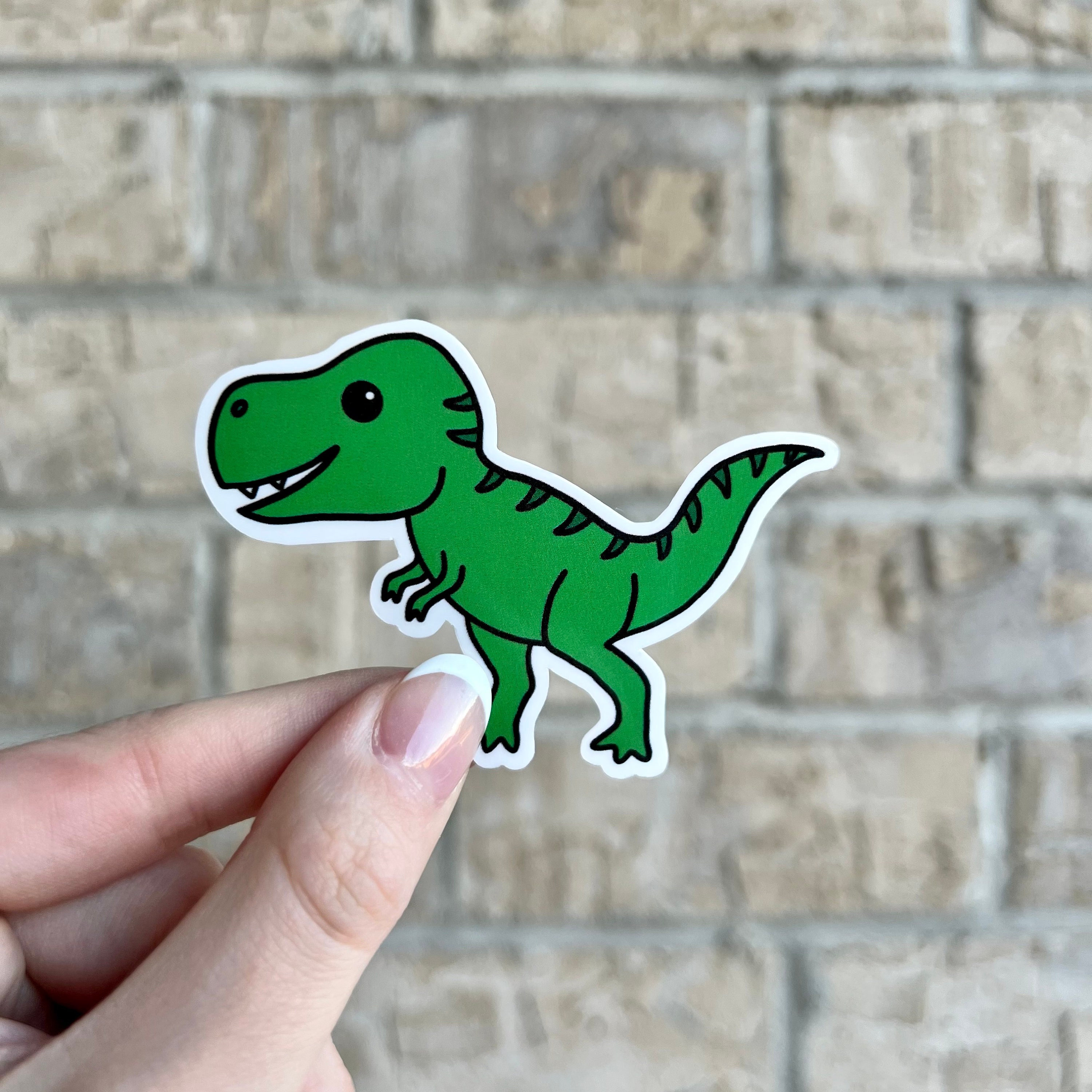 Dinosaur Sticker | 3 Inch | T-rex Sticker | Green | Water-bottle ...