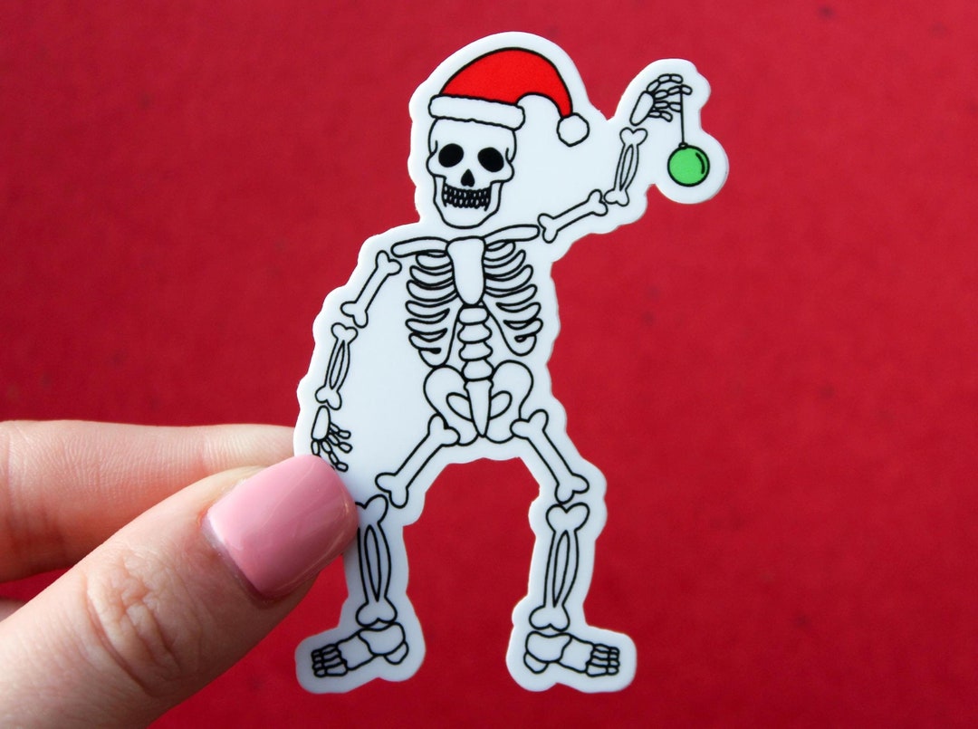 Christmas Skeleton Sticker | Spooky Scary Skeleton | Santa Hat ...