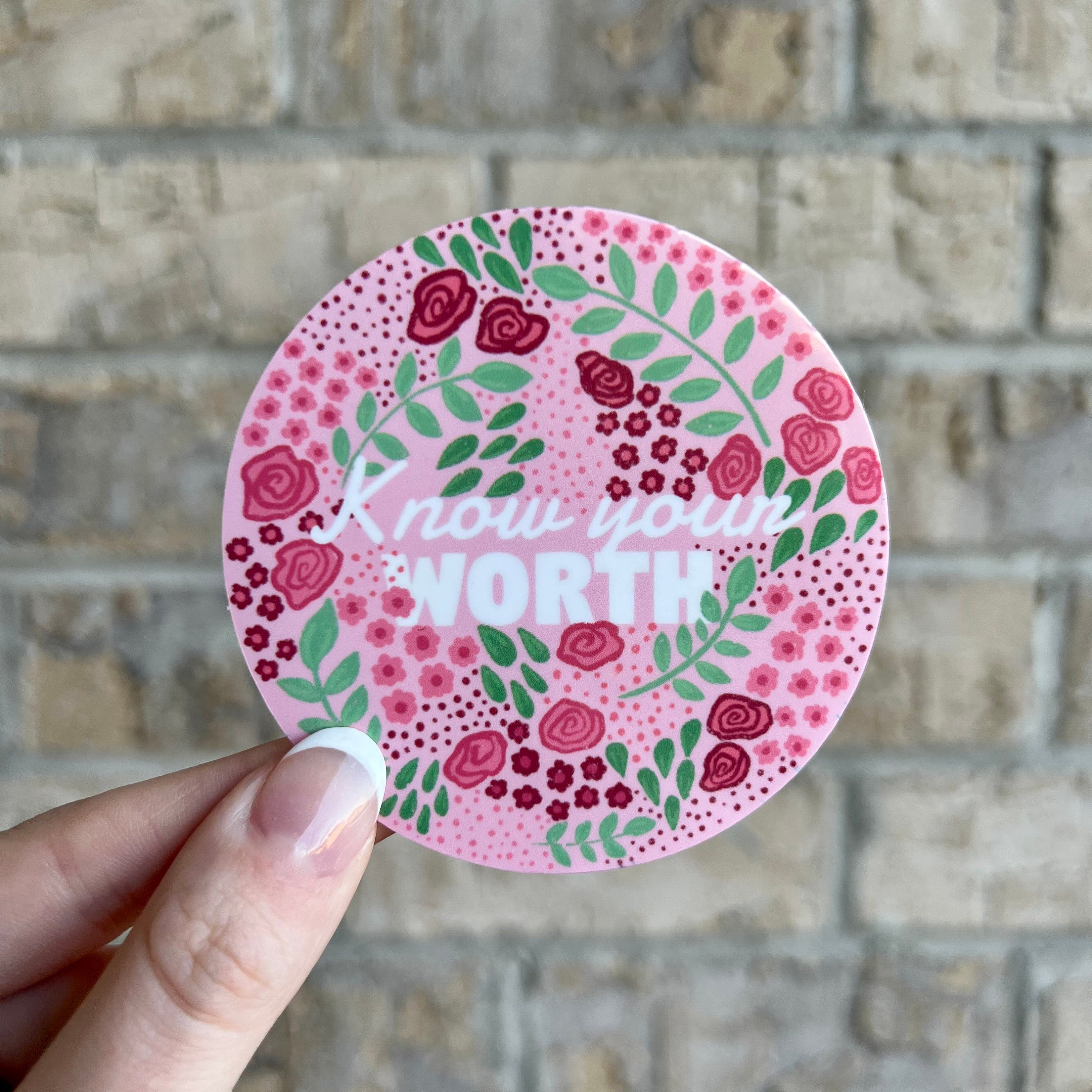 Know Your Worth Sticker | 3 Inches | Motivation | Circle | Floral | - Etsy