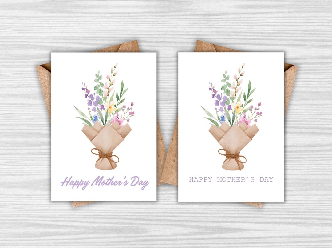 Floral Bouquet Mother's Day Card: Printable DIY Greeting (digital ...