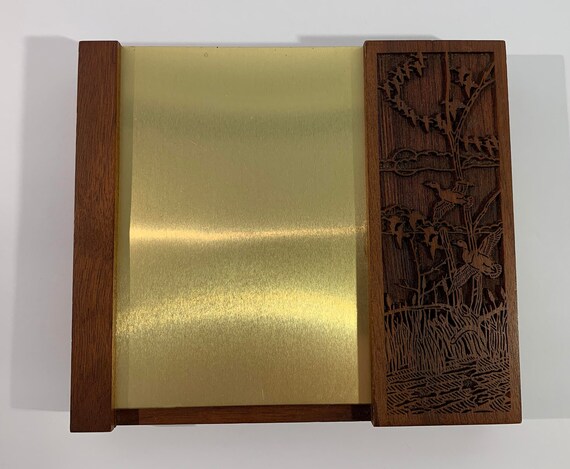 Lasercraft Walnut and Brass Notepad Holder - Etsy