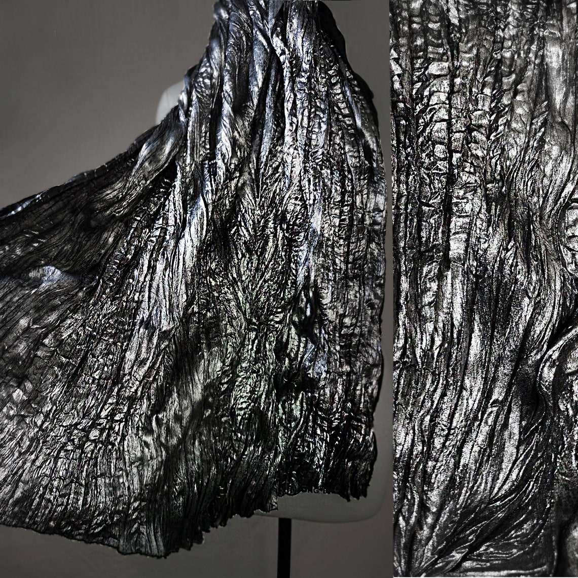 Silvery Black Fabric, Texture Fabric, Pleated Fabric, Water Wrinkle ...