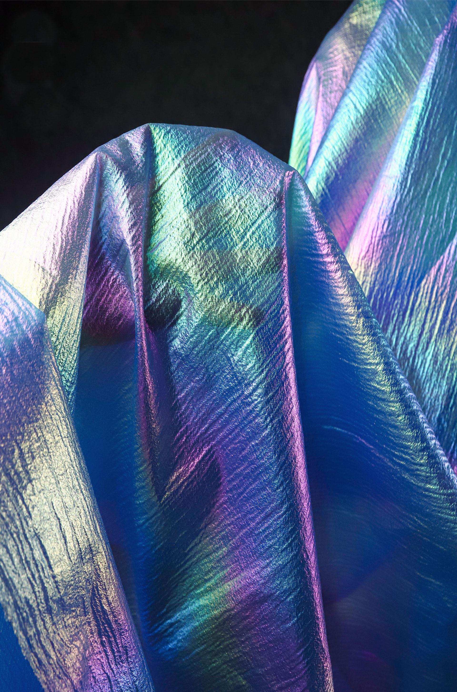 Blue Gradient Shimmer Fabric, Wrinkle Texture Fabric, Gauze Fabric ...