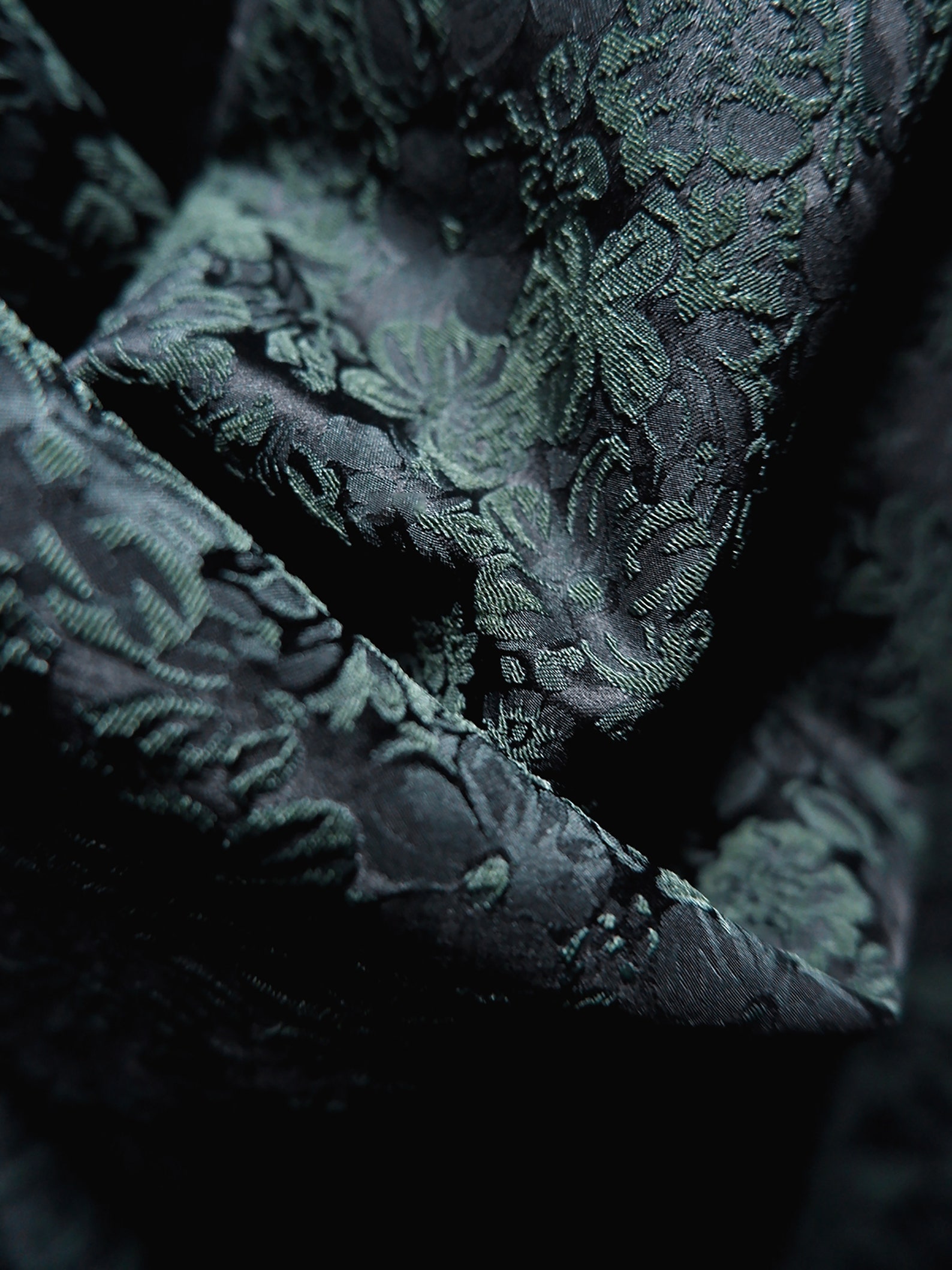 Jacquard Flower Fabric 3D Dark Green Floral Pattern Fabric - Etsy