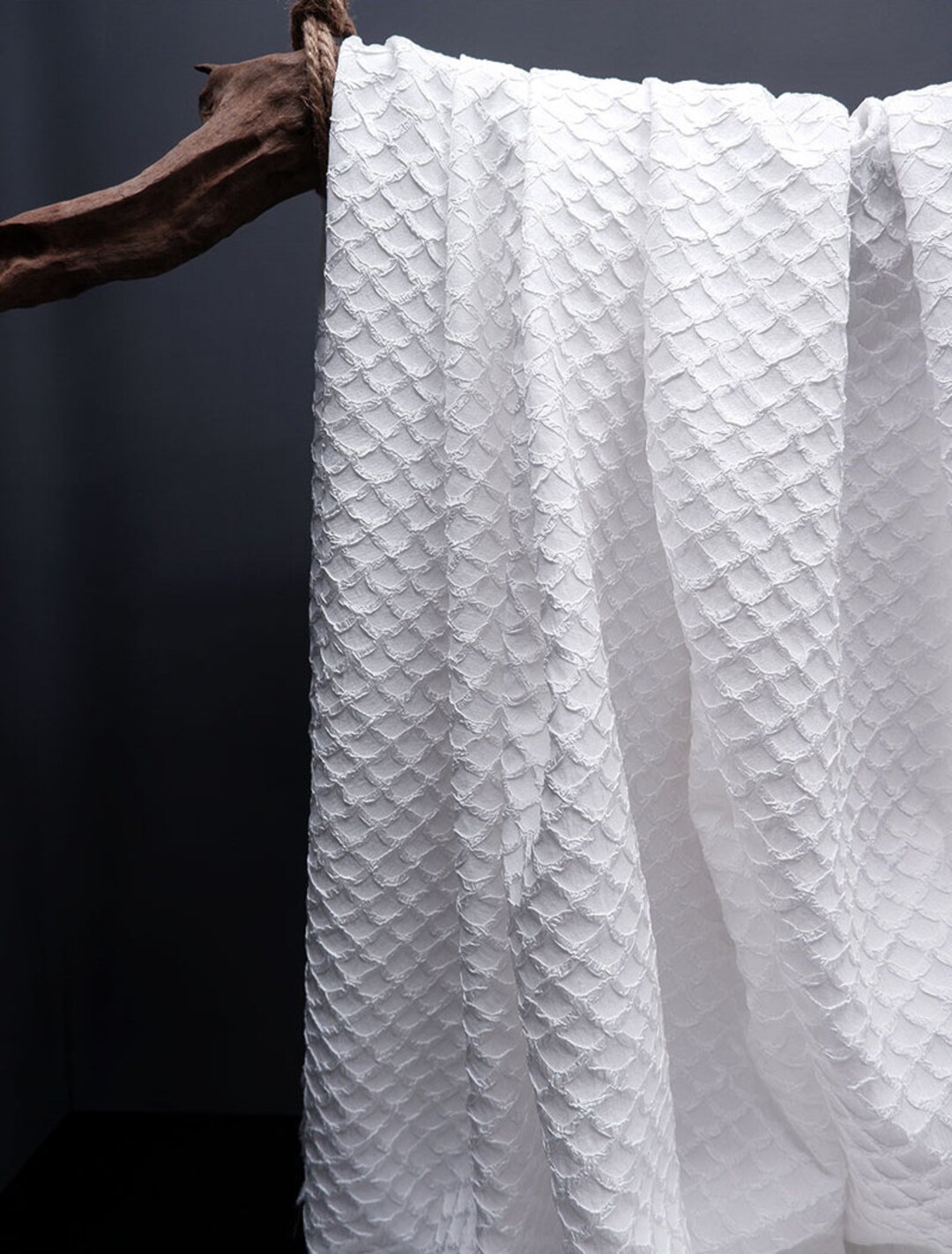 Jacquard Fabric, White Polyester Fabric, Textured Fabric, 59''width, 3D ...