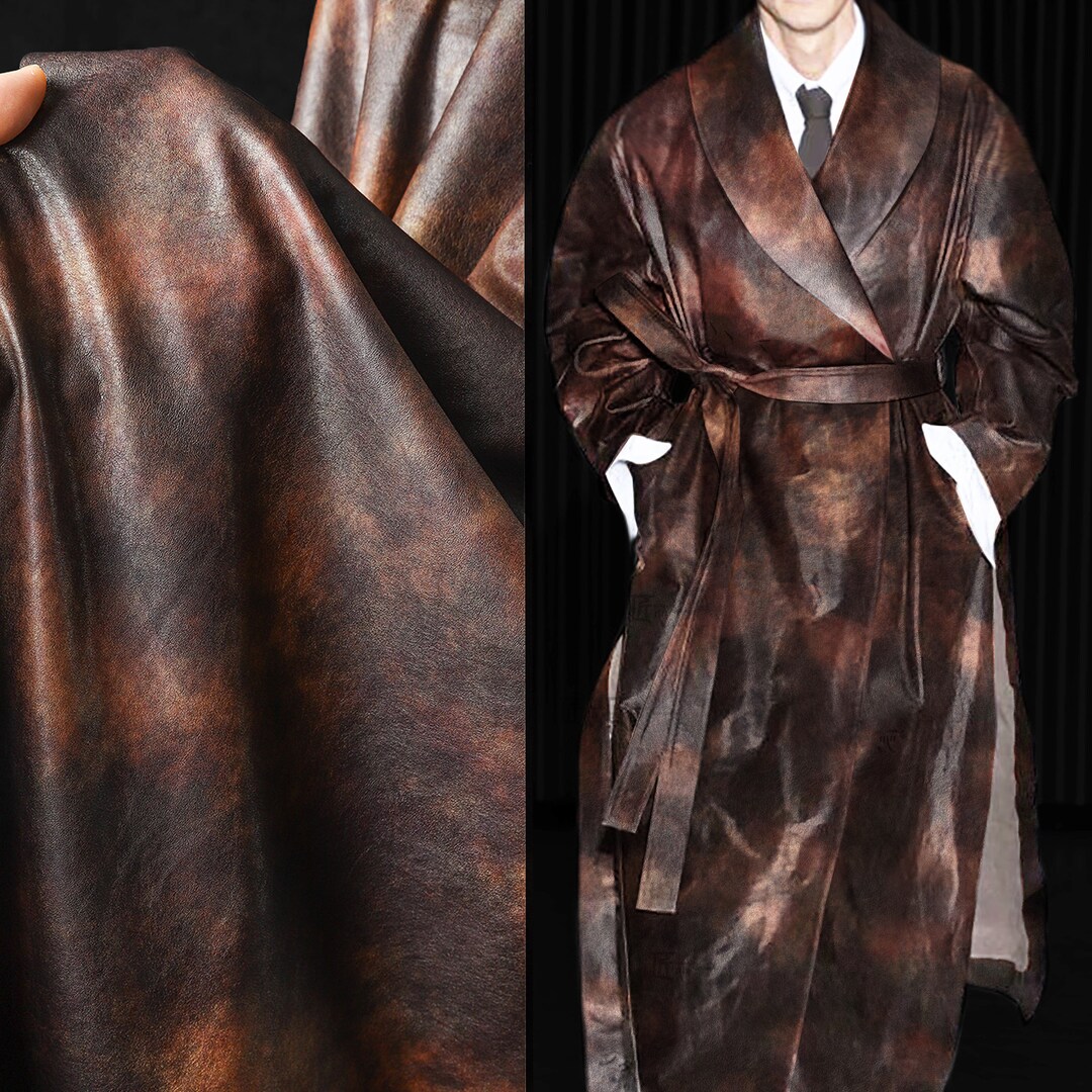 Designer Leather Reddish Brown Tie-dye Leather Premium Leather Soft ...