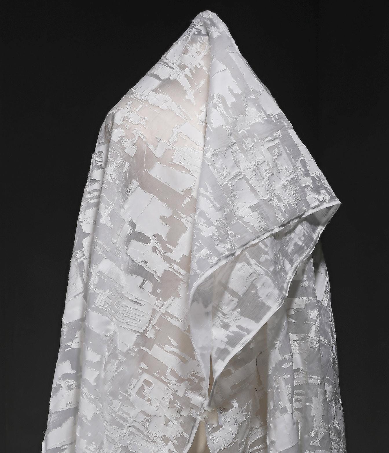 White Raggedy Jacquard Fabric, Shadow Clipped Fabric, Tulle Mesh Fabric ...