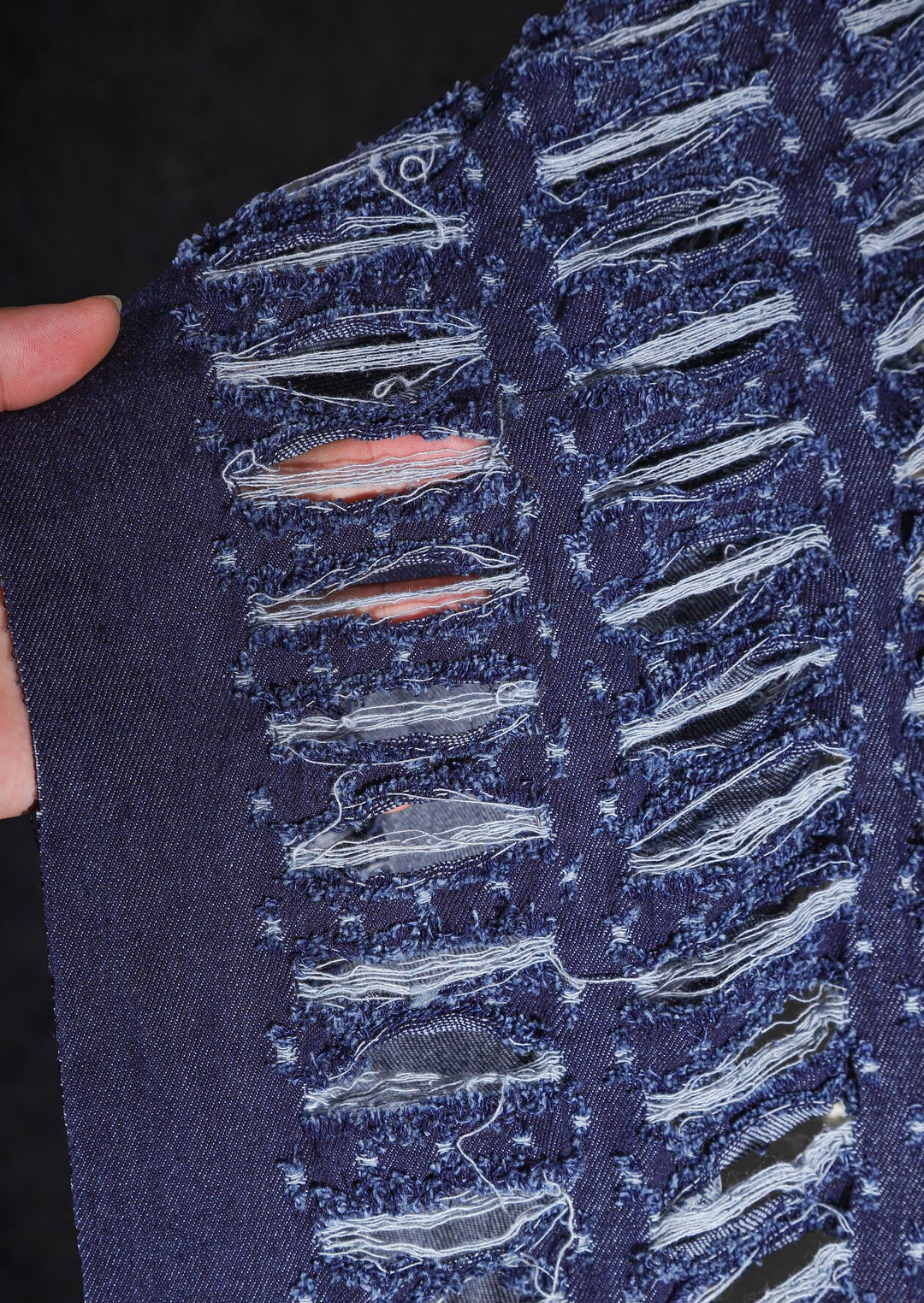 Ripped Denim Fabric, Dark Blue Denim Fabric, Tattered Denim Fabric ...
