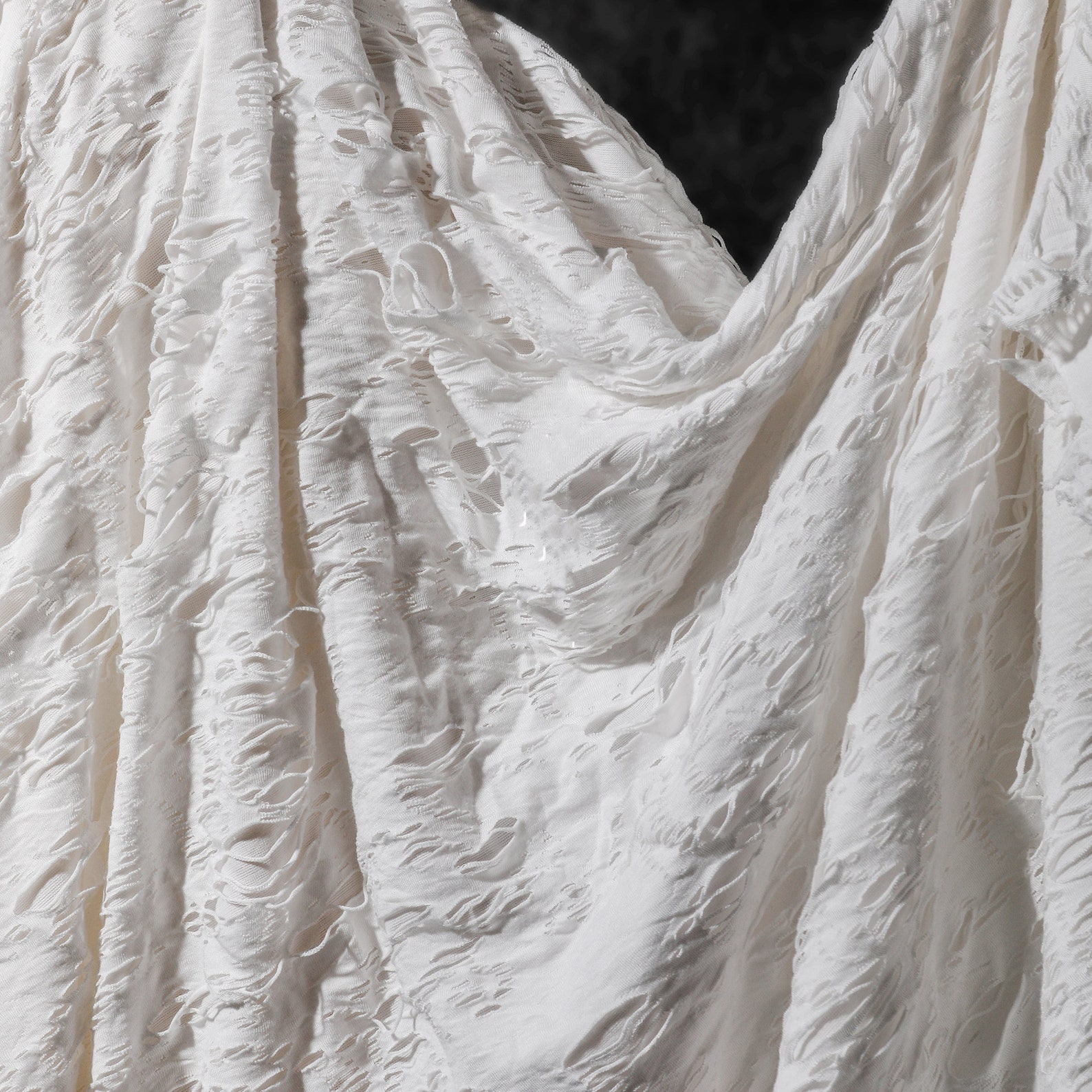 White Stretch Knit Fabric Tattered Knit Fabric Creative - Etsy