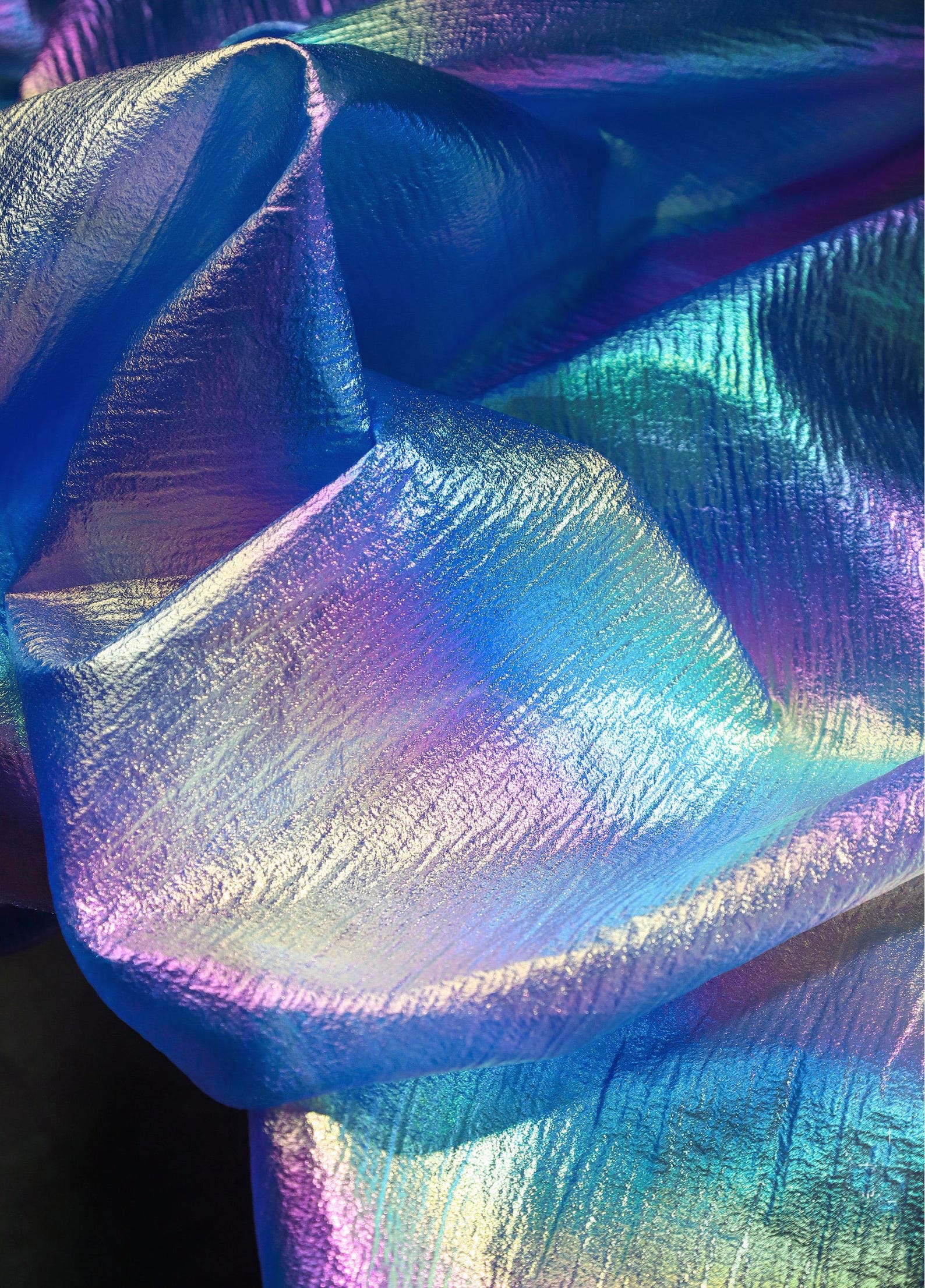 Blue Gradient Shimmer Fabric, Wrinkle Texture Fabric, Gauze Fabric ...