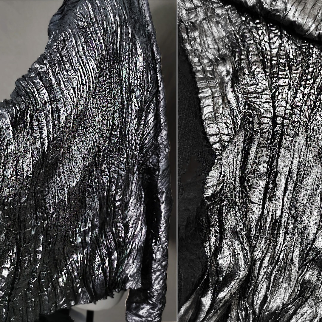 Silvery Black Fabric, Texture Fabric, Pleated Fabric, Water Wrinkle ...