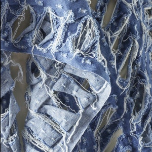 Blue Denim Fabric, Ripped Denim Fabric, Tattered Denim Fabric ...