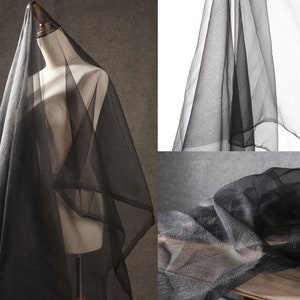 Black See-through Fabric, Mesh Fabric, Soft Yarn Fabric, Pleated ...