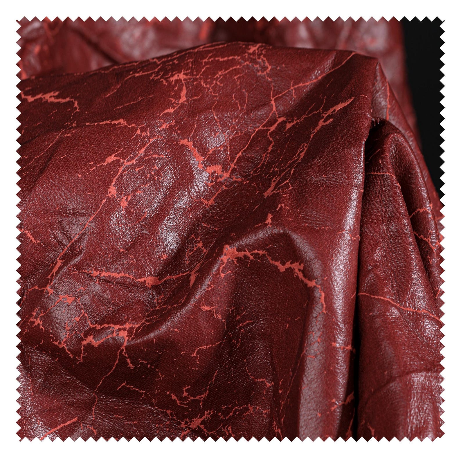 Designer Leather Pleated Texture Faux Leather Red Colored Leather ...