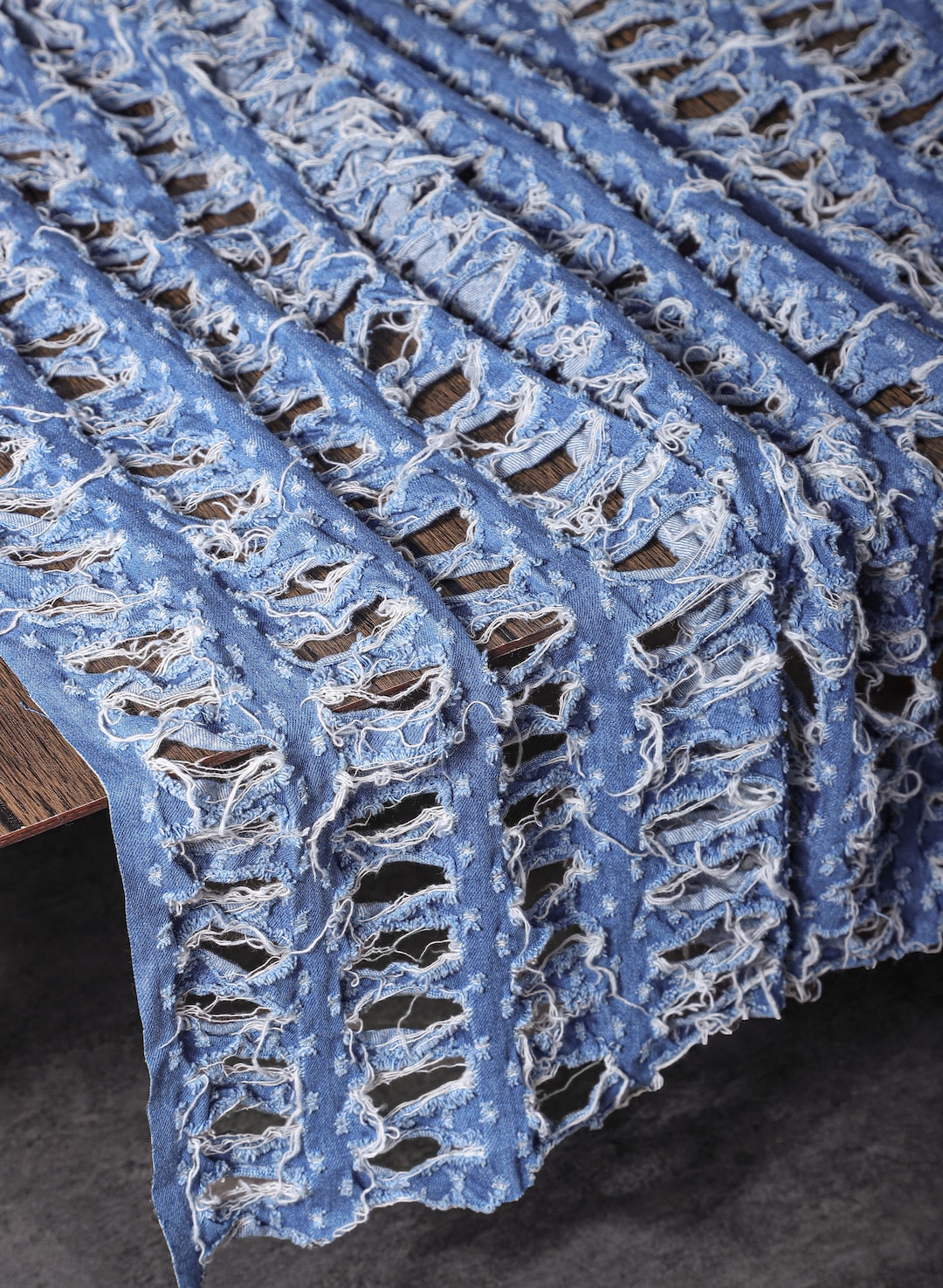 Blue Denim Fabric, Ripped Denim Fabric, Tattered Denim Fabric ...