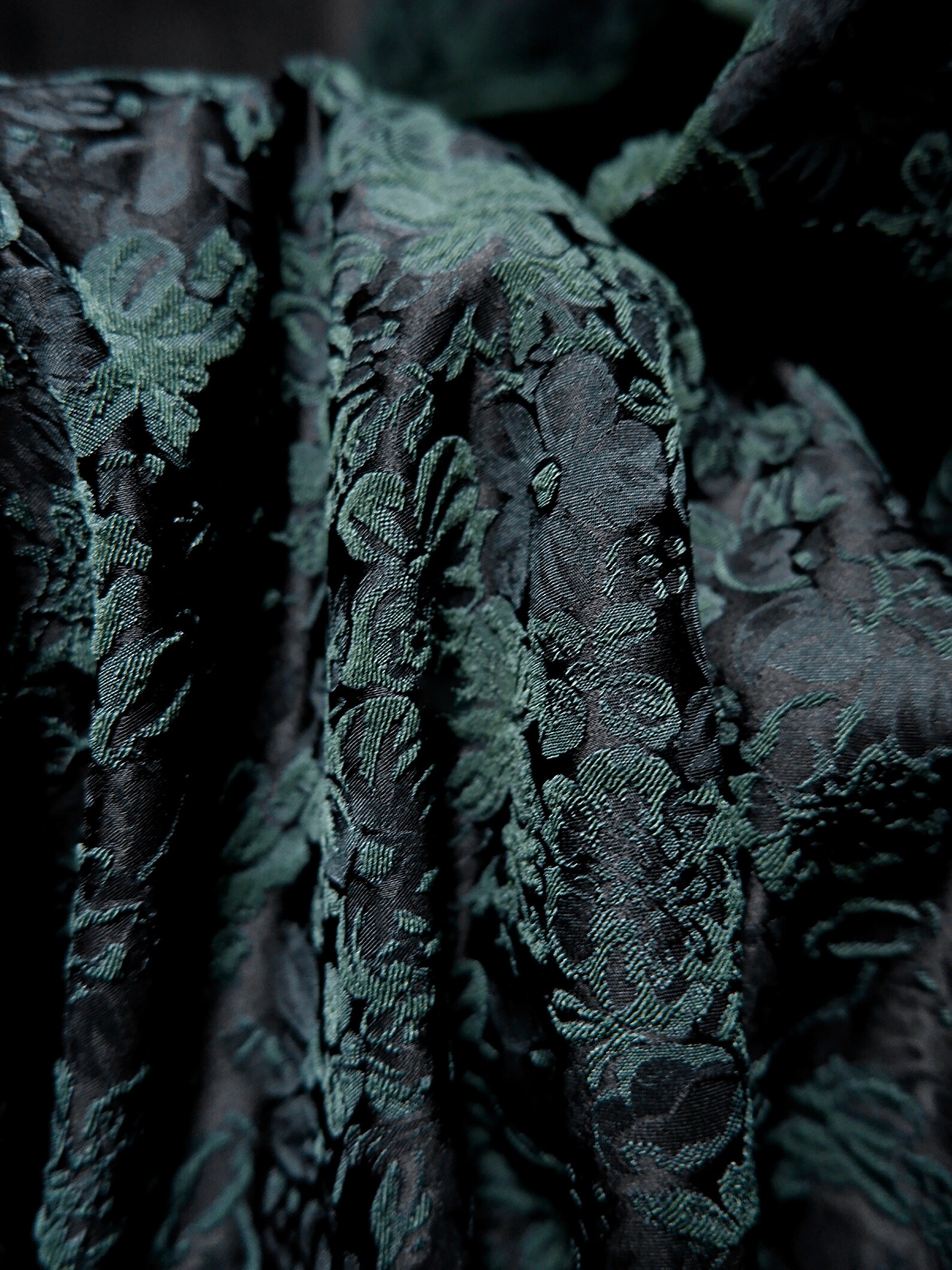 Jacquard Flower Fabric 3D Dark Green Floral Pattern Fabric - Etsy