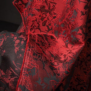 Red Jacquard Fabric- Floral Fabric- Irregular Pattern Fabric- 3D ...
