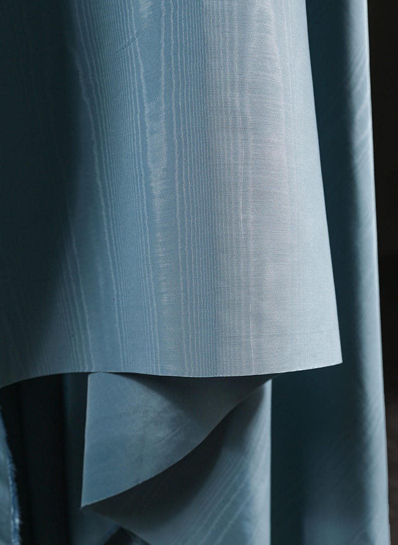 Blue Moire Patterned Jacquard Fabric, Water Ripple Fabric, Striped ...