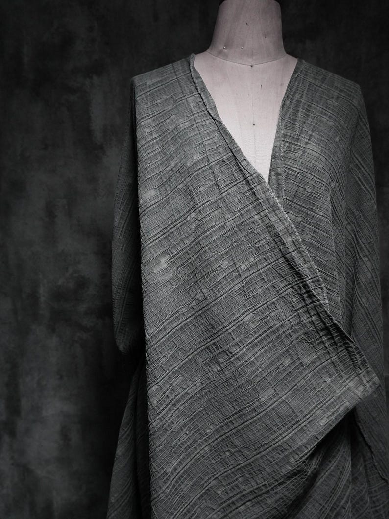 Vertical Crack Fabric, Cotton Linen Fabric, Dark Green Jacquard Fabric ...