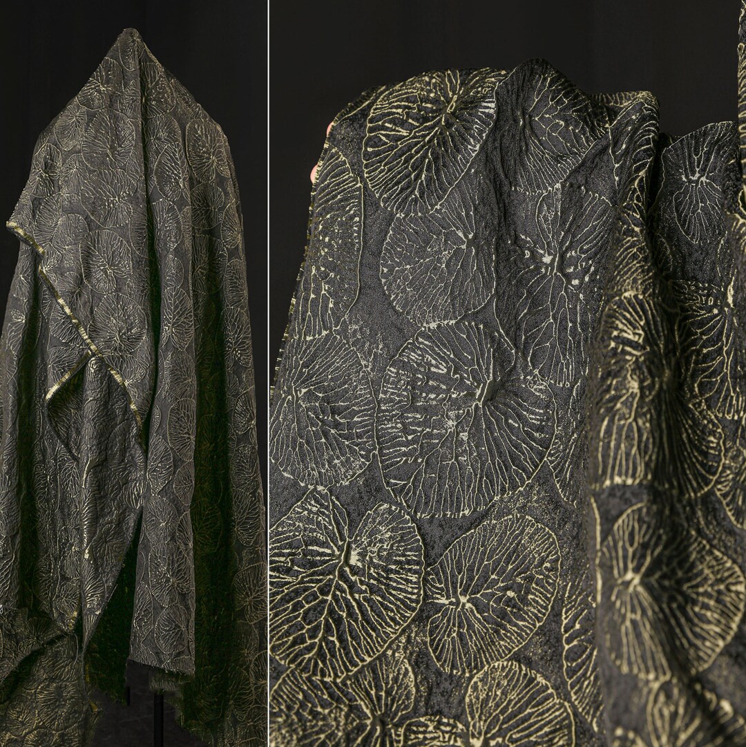 Green Leaf Jacquard Fabric, Embossed Fabric, Floral Fabric, Worsted ...