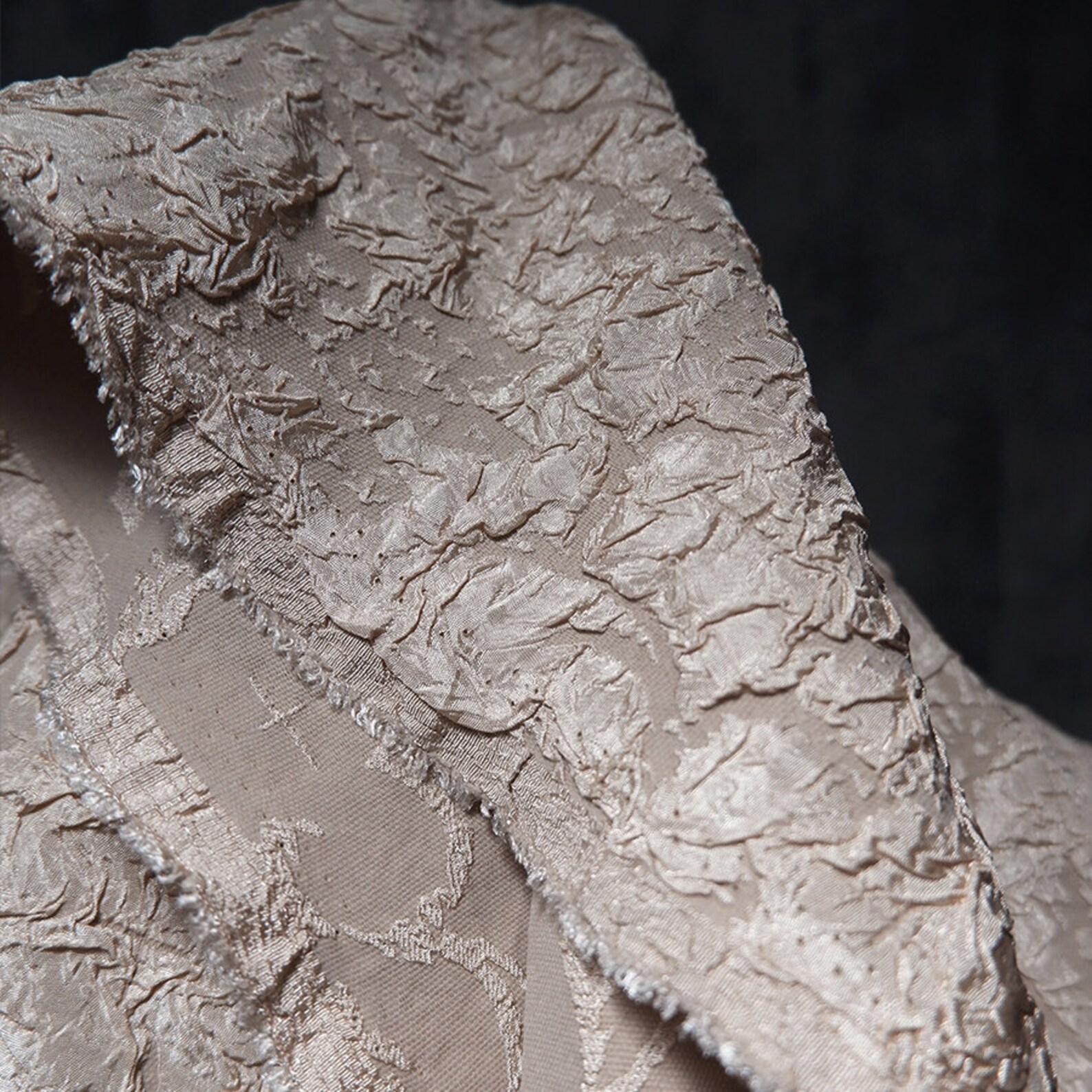 Apricot Jacquard Fabric 3D Creases Fabric Fold Fabric - Etsy