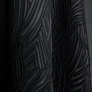 Black Jacquard Fabric, Pure Polyester Fabric, Abstract Line Pattern ...