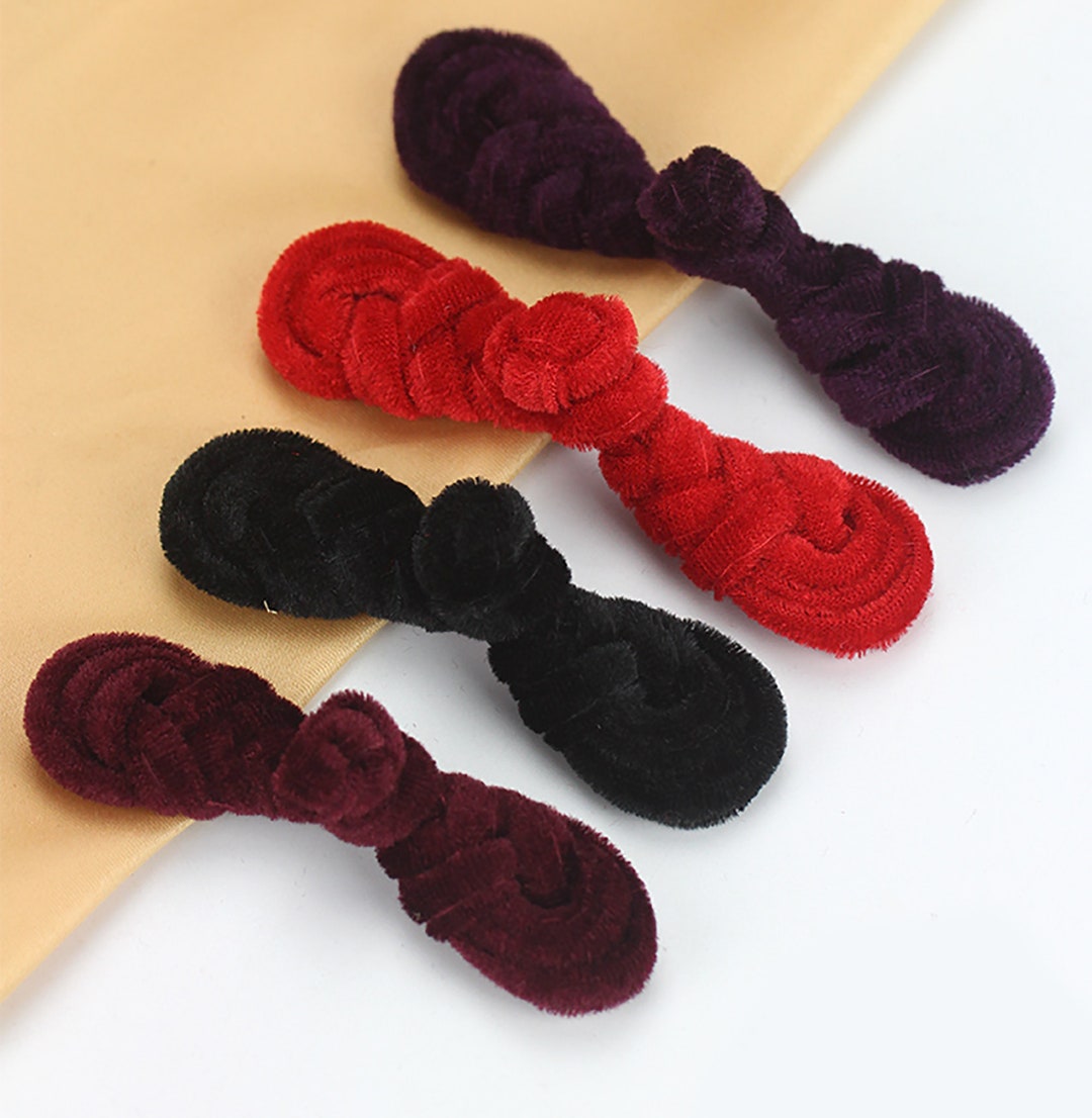Purple Red Velvet Buttons, Black Chinese Frogs Buttons, Bordeaux Red ...