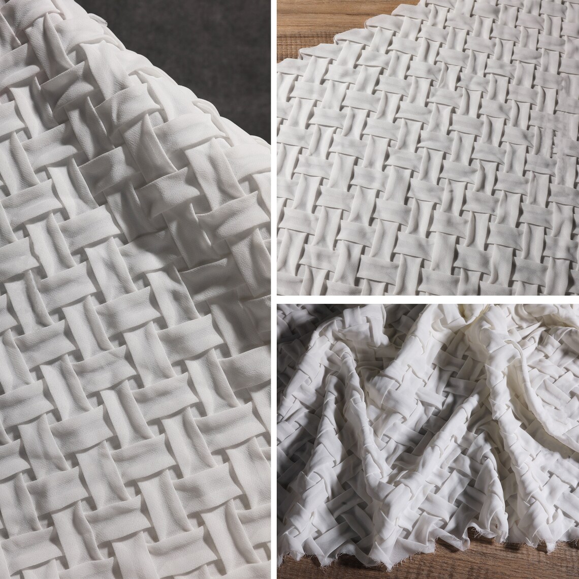 Hand-woven Geometric Cube White Fabric Stereo Chiffon - Etsy