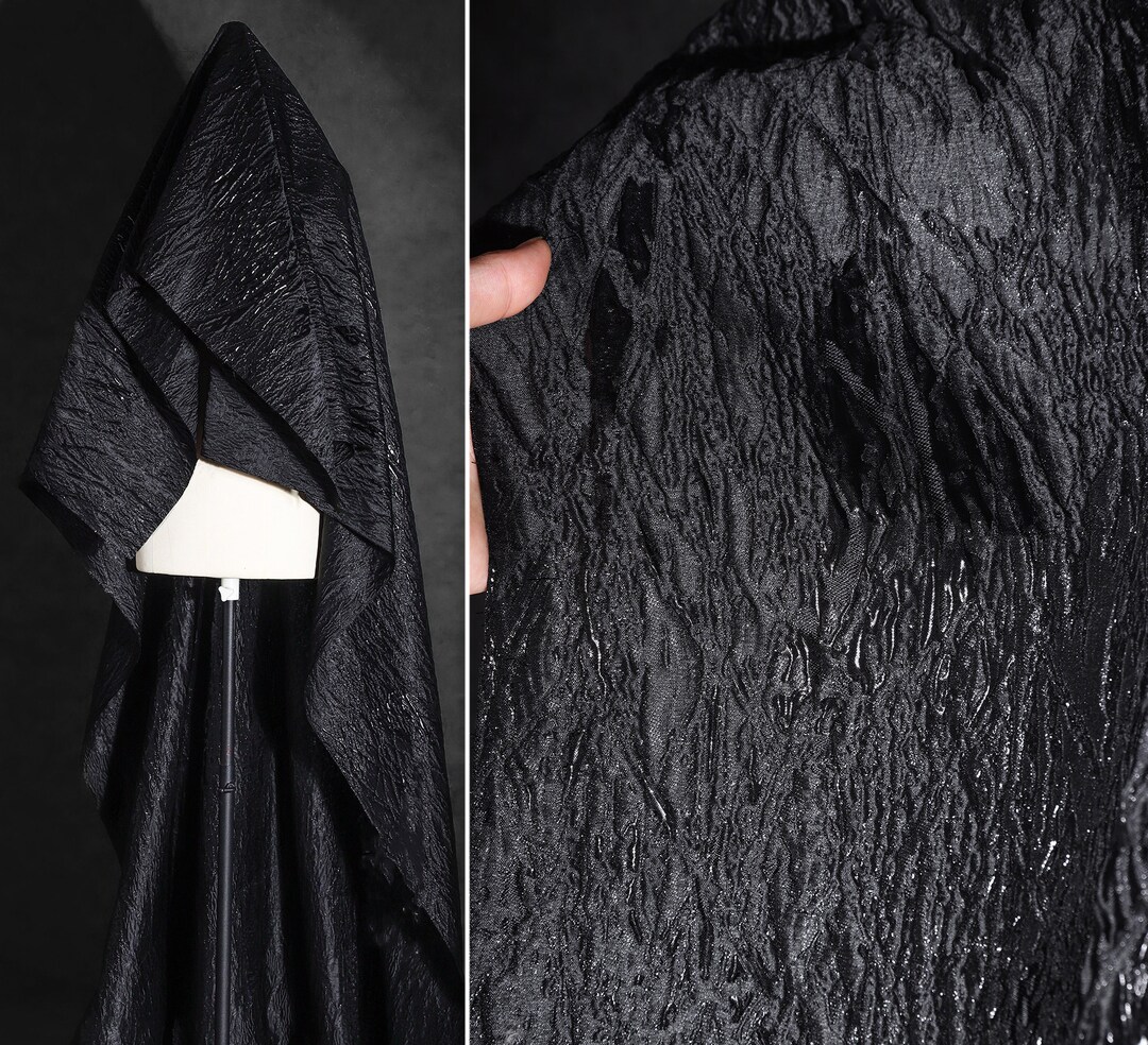 Black Brocade Fabric, 3D Embossed Fabric, Gilt Jacquard Fabric, Double ...