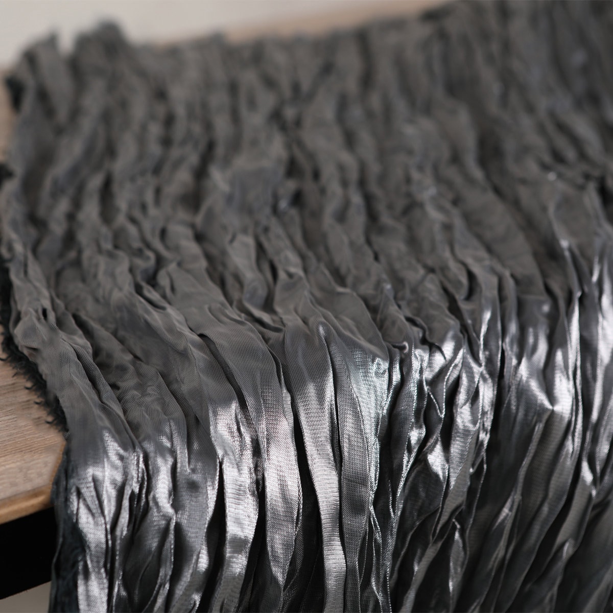 Pleated Texture Fabric in Black Reflective Fabric for Skirt - Etsy