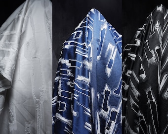 Woven Denim Fabrics, Jacquard Texture Fabric, Blue Cotton Fabric, Thick ...