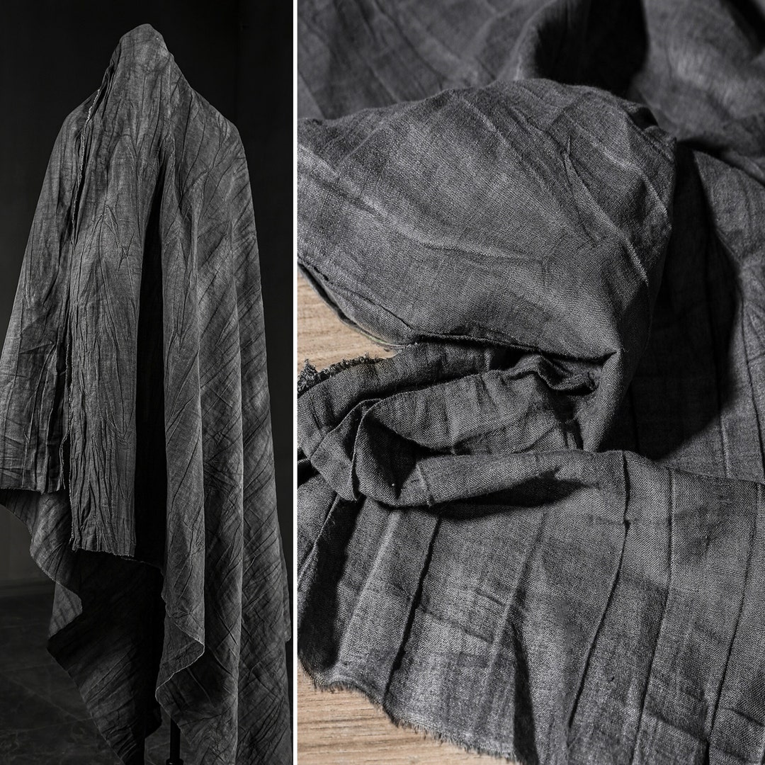 Charcoal Gray Indentation Fabric Natural Linen Fabric Jacquard Fabric ...