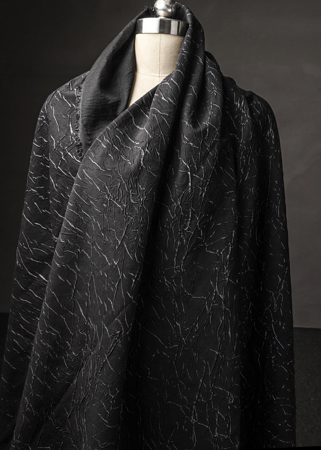 Bump Crack Texture Fabric, Black Pleated Fabric, Textured Fabric ...