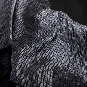Silver Gray Wave Pleated Fabric Water Ripple Texture Fabric Jacquard ...