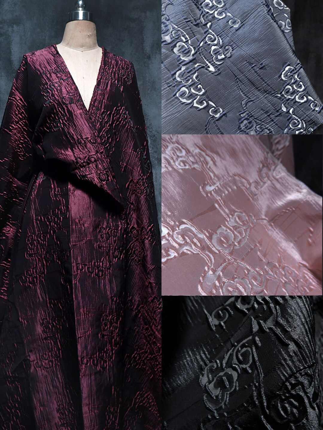 Jacquard Fabric, Micro Fold Fabric, Auspicious Cloud Pattern Fabric ...