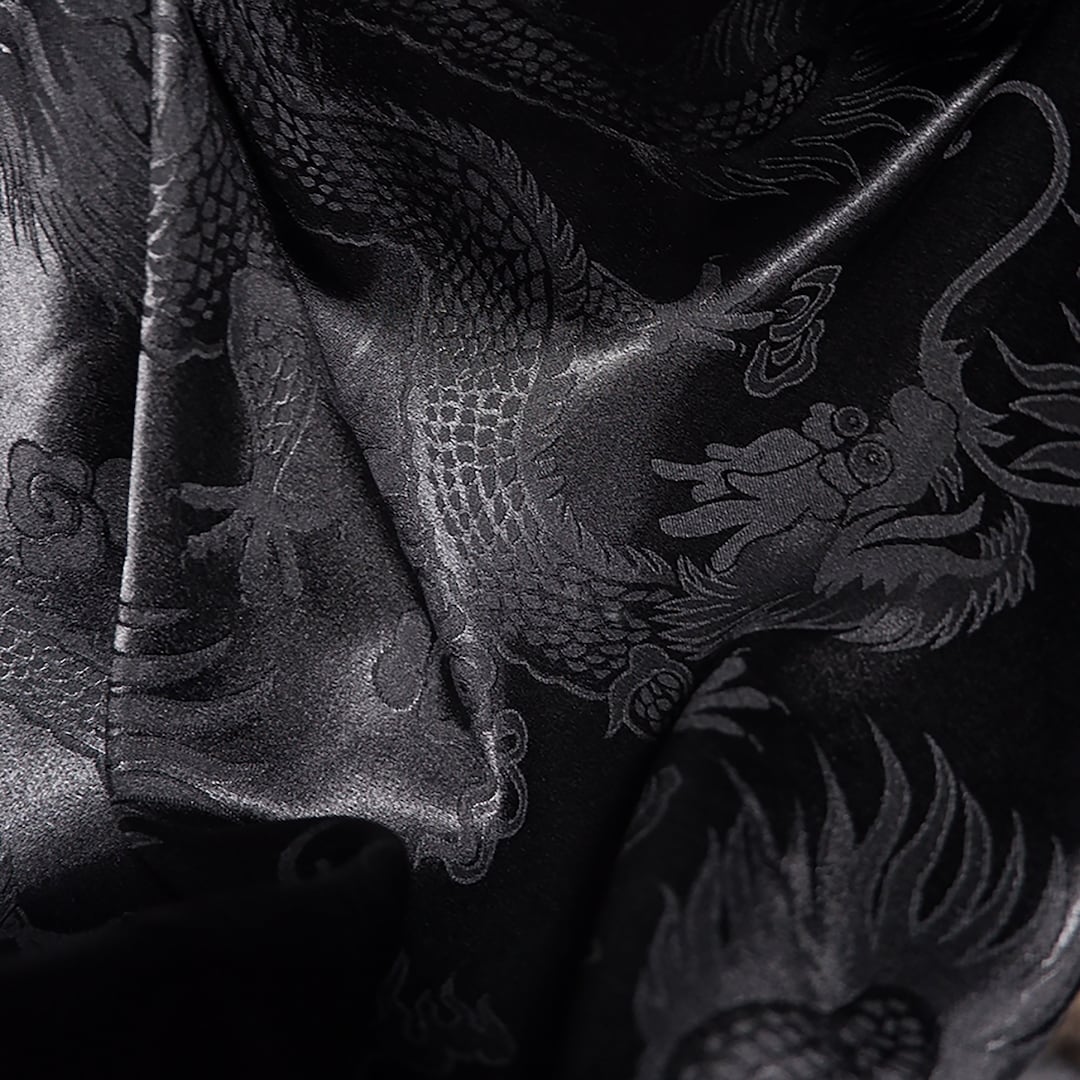 Black Dragon Print Fabrics, Jacquard Fabric, Designer Retro Stain ...