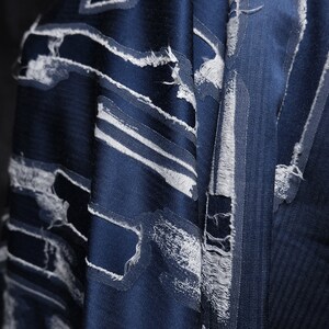 Blue Jacquard Texture Fabric, Irregular Ragged Fabric, Denim Fabric ...