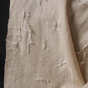 Hemp Colored Ragged Fabric, Frayed Edges Textured Fabric, Cotton and ...