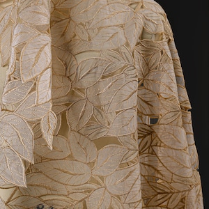 Gold Leaf Embroidery Lace Fabric, Embroidered Mesh Fabric, Hollow Out ...