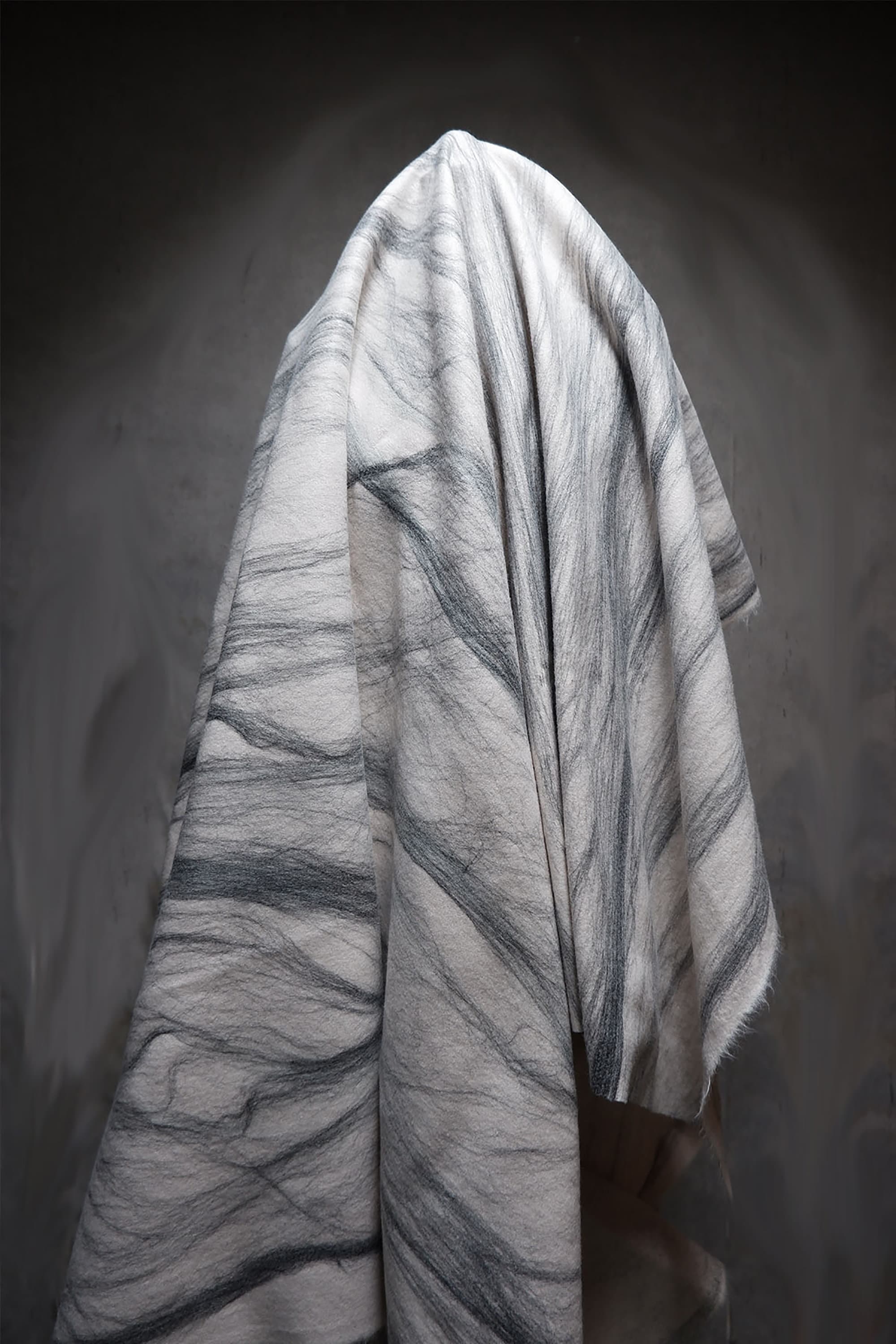 Wool Felt Designer Fabric, Winter Coat Material, White Gray Thick ...