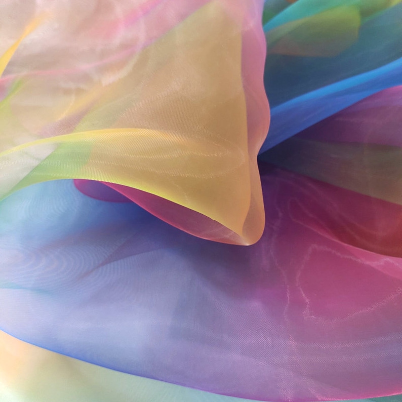 Rainbow Organza Fabric, Gradient Mesh Fabric, Colorful Lace Fabric ...