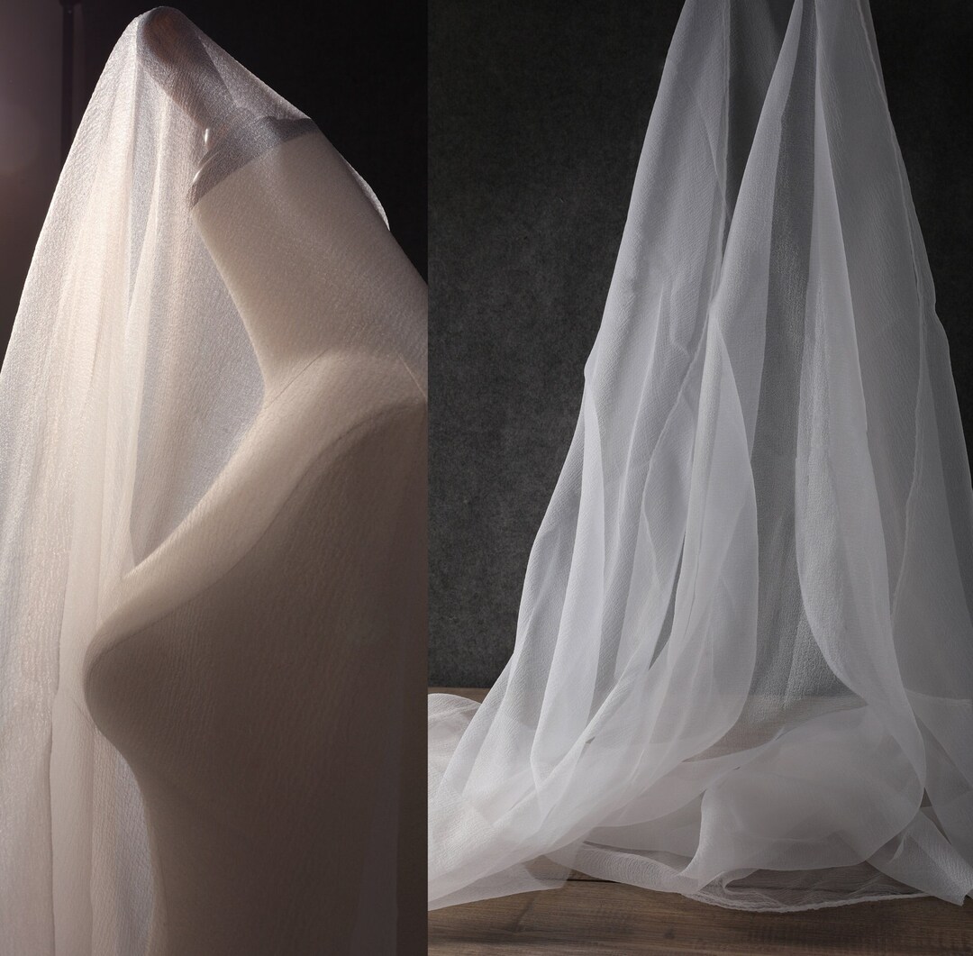 White See-through Fabric, Mesh Fabric, Soft Yarn Fabric, Pleated ...