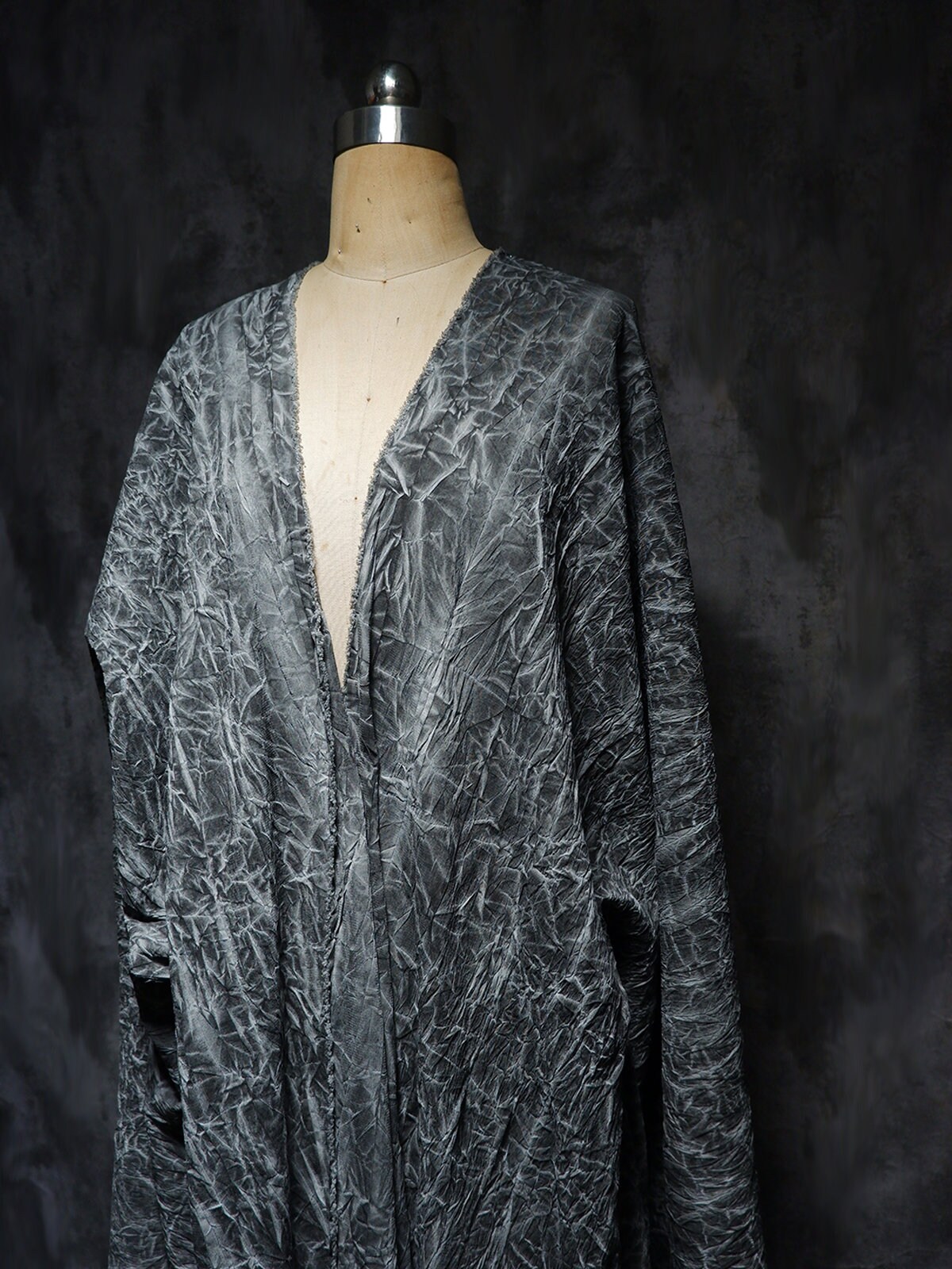 Grey Wrinkled Fabric Imitation of Dirty Fabric Fold Dress - Etsy