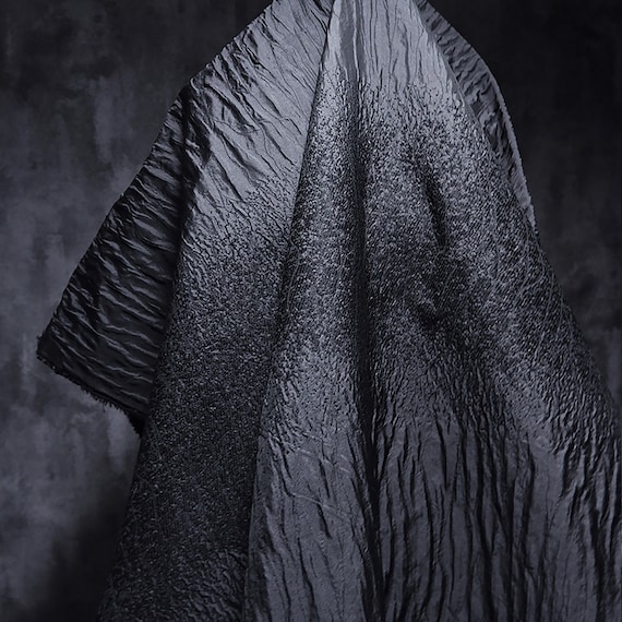 Black Bark Wood Grain Fabric Jacquard Fabric Fold Waves | Etsy