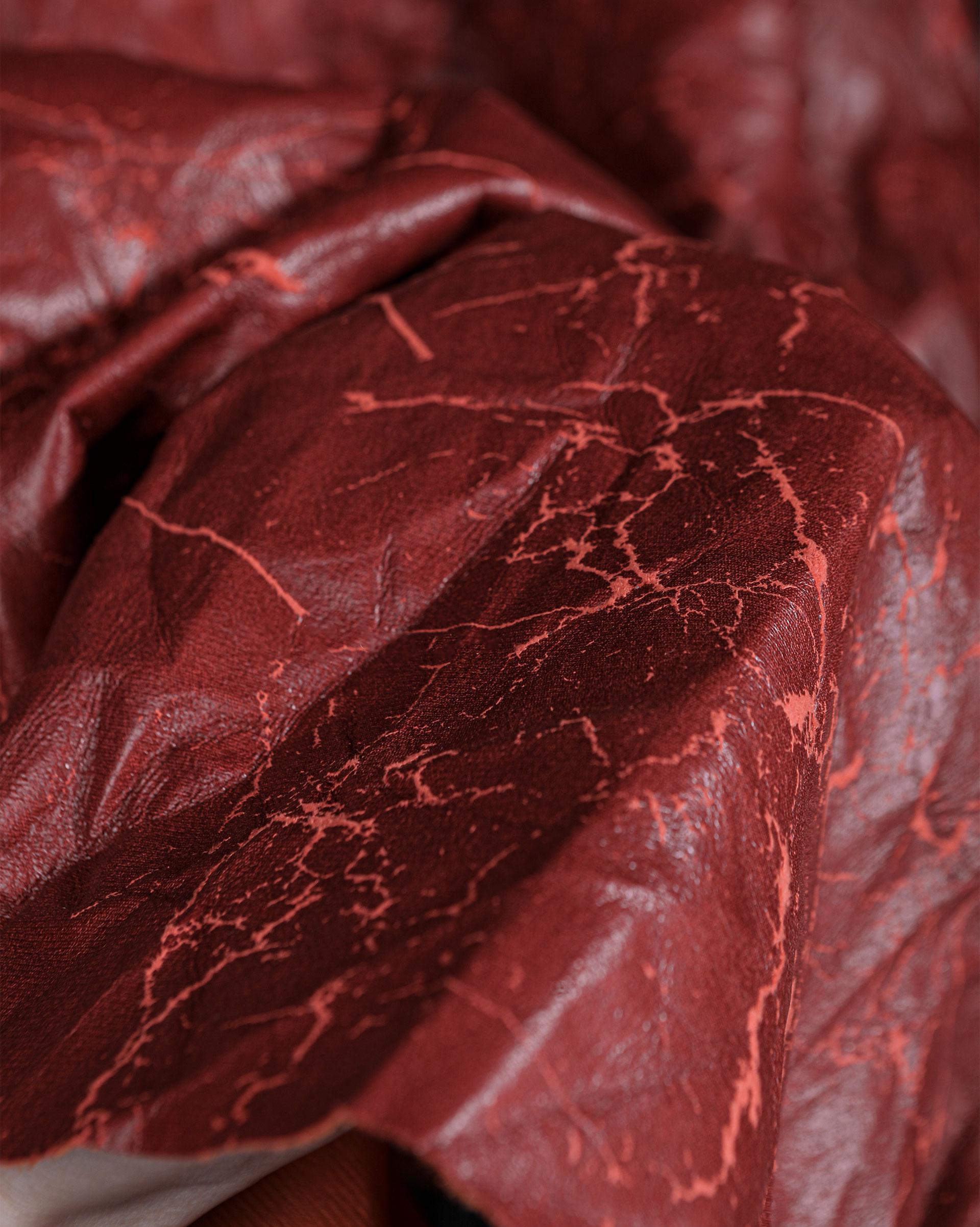 Designer Leather Pleated Texture Faux Leather Red Colored Leather ...