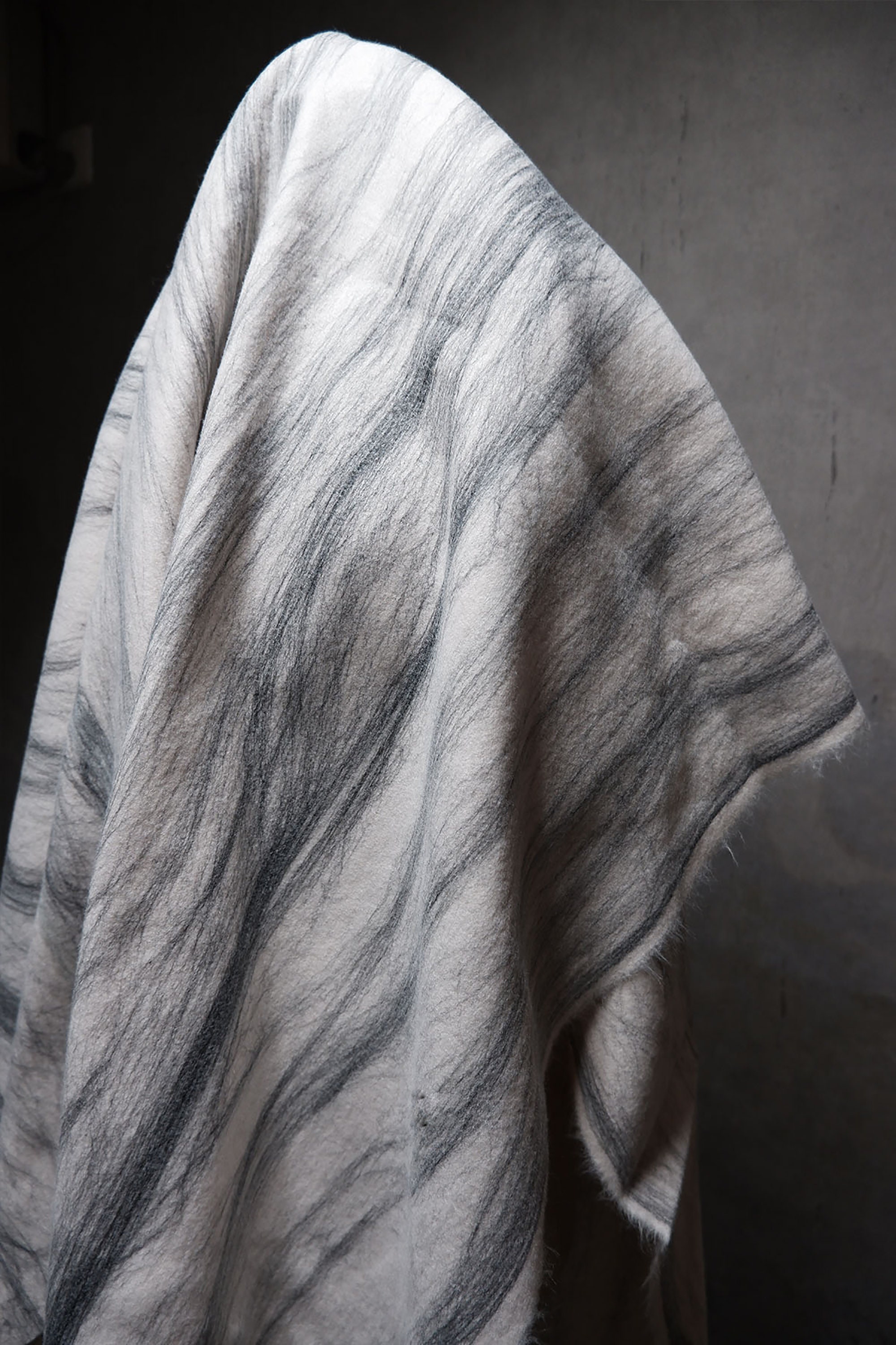 Wool Felt Designer Fabric, Winter Coat Material, White Gray Thick ...